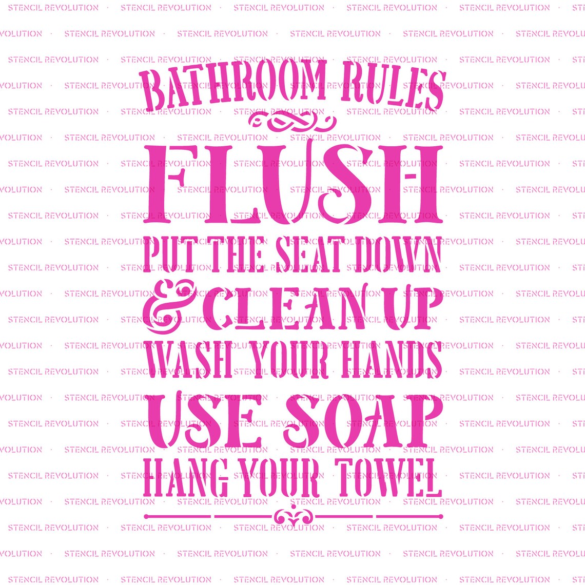 Bathroom Rules Bathroom Sign Stencil Durable & Reusable - Etsy