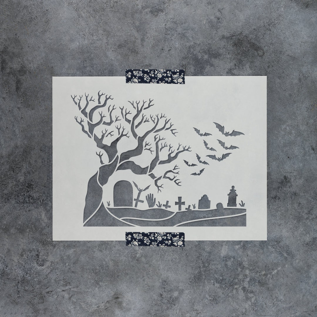Graveyard Stencil - Halloween Stencils, Graveyard Stencil, Halloween ...