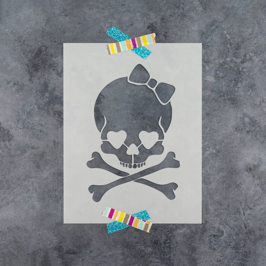 Girly Skull Stencil - Skull Stencils for Painting, Skull Stencil ...