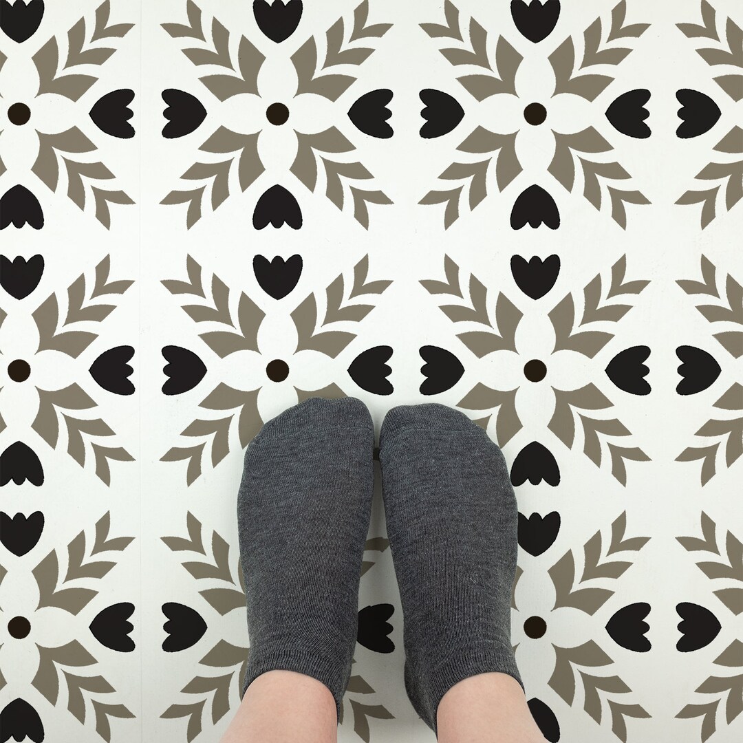 Freya Tile Stencil - Scandinavian Tile Stencils, Floor Tile Stencils ...