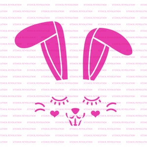 Bunny Face Stencil - Bunny Stencil, Face Stencil, Spring Stencil, Bunny ...