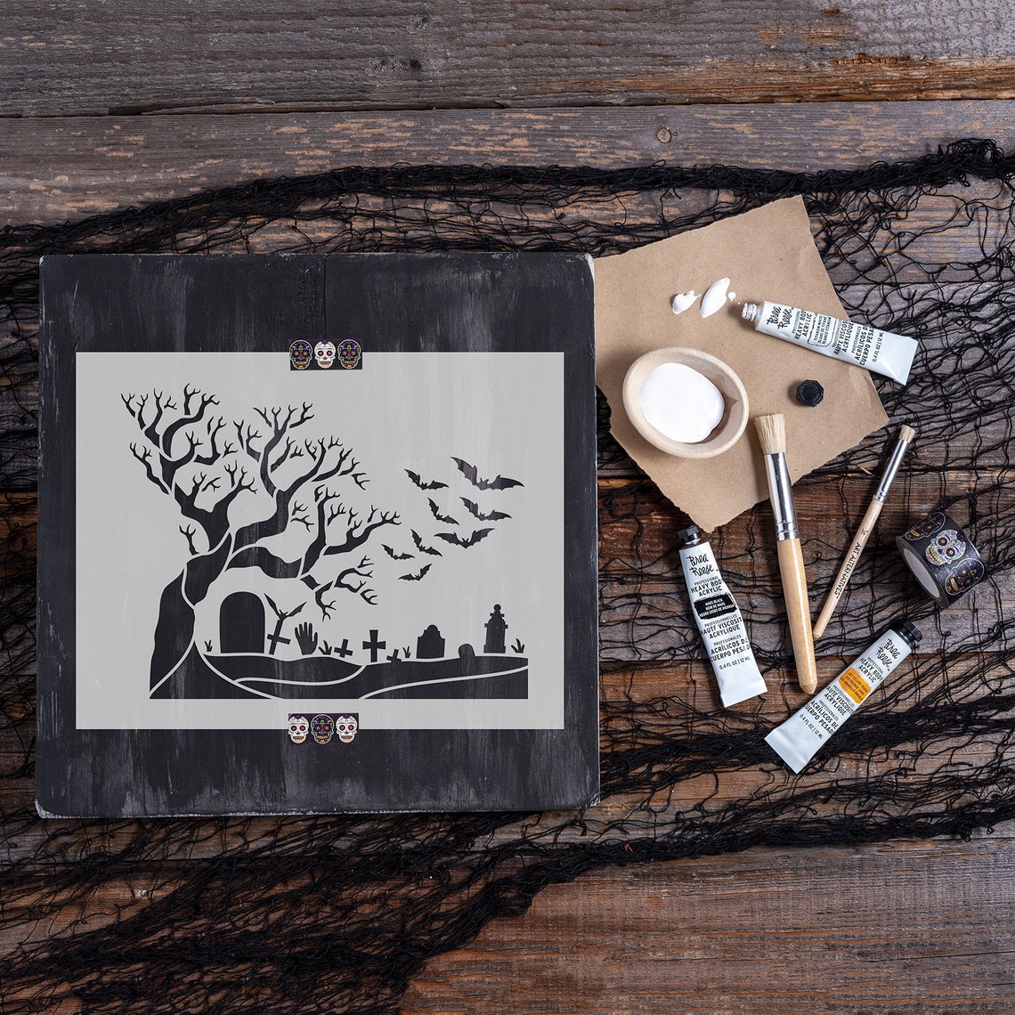 Graveyard Stencil Halloween Stencils Graveyard Stencil - Etsy