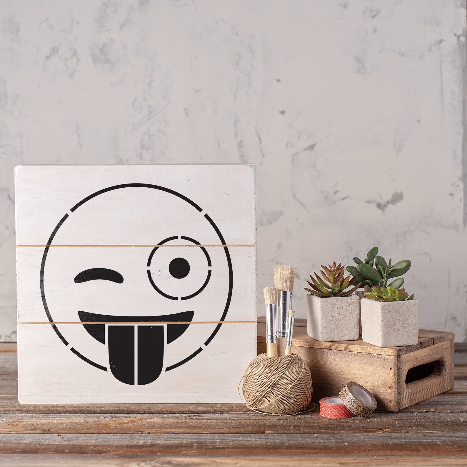 Emoji Winking Tongue Out Stencil - Tongue Stencil, Winking, Emoji ...