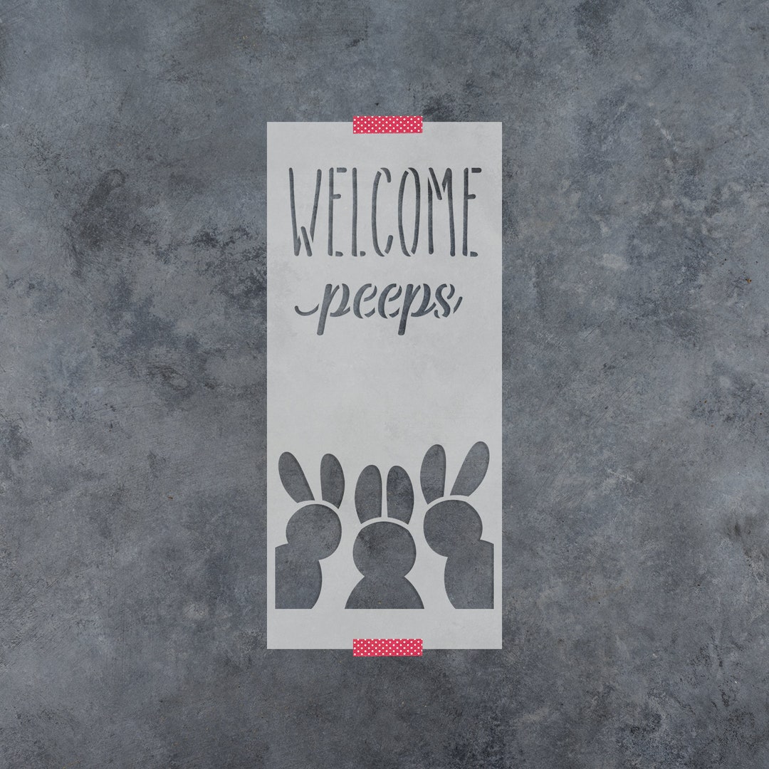 Easter Welcome Peeps Stencil - Easter Wall Stencils, Easter Stencil ...