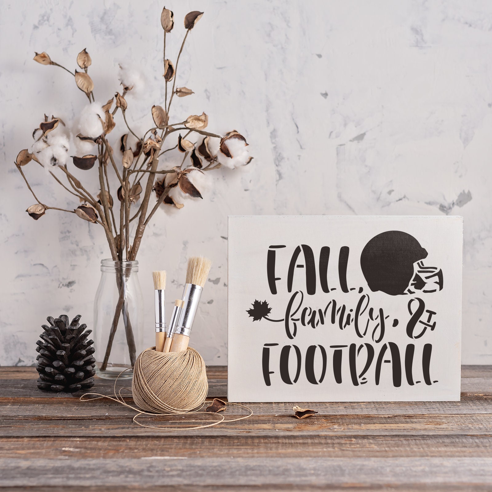 Fall Family Football Stencil - Reusable DIY Craft Stencils for Fall ...