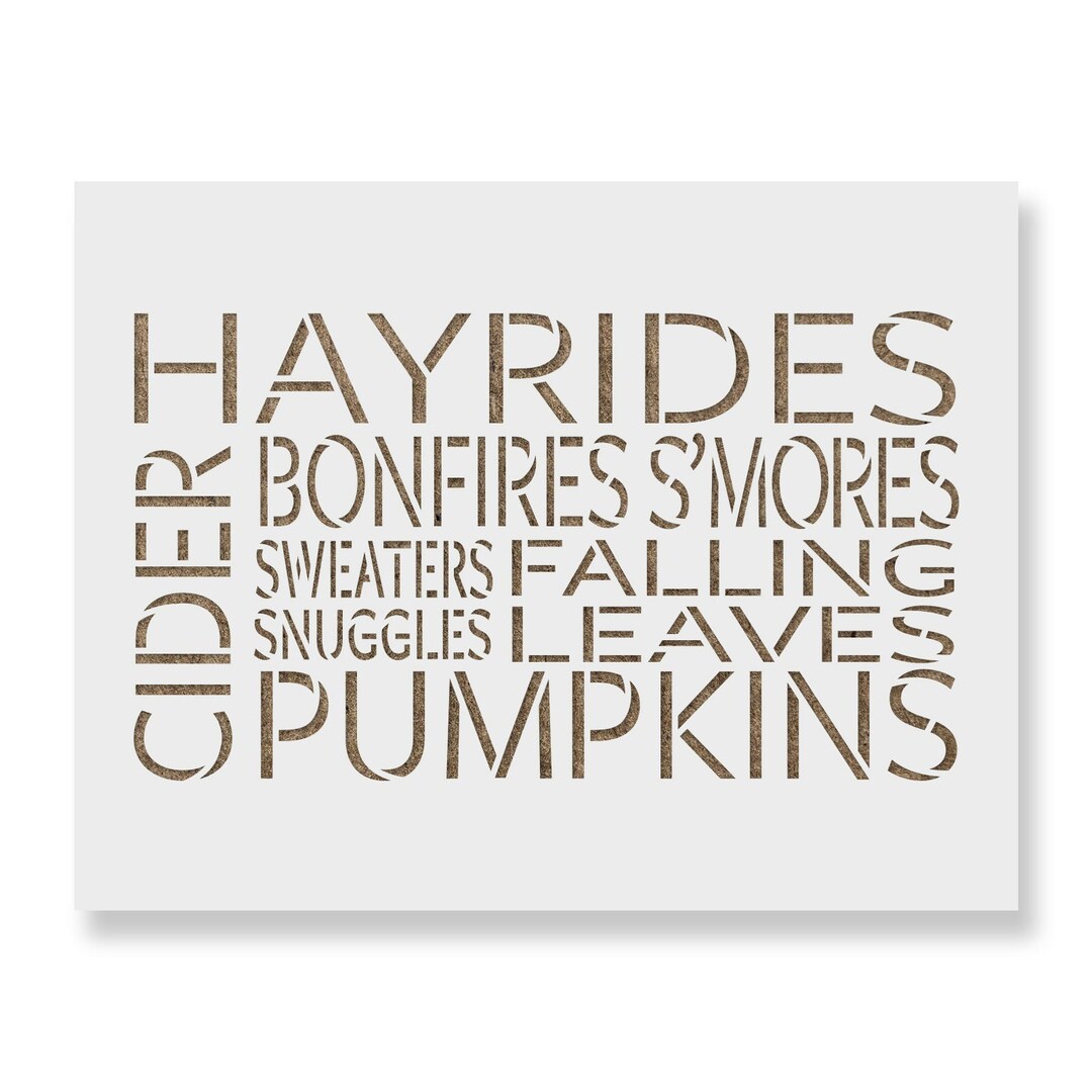 Fall Fun Hayrides Pumpkins Stencil - Hilarious Fall Wall Decorations ...