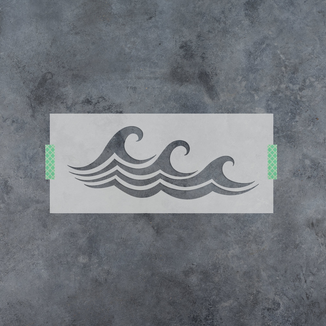Waves Stencil - Ocean Stencil, Stencils, Waves Stencils, Ocean Wave, Nautical Stencils, Coastal ...