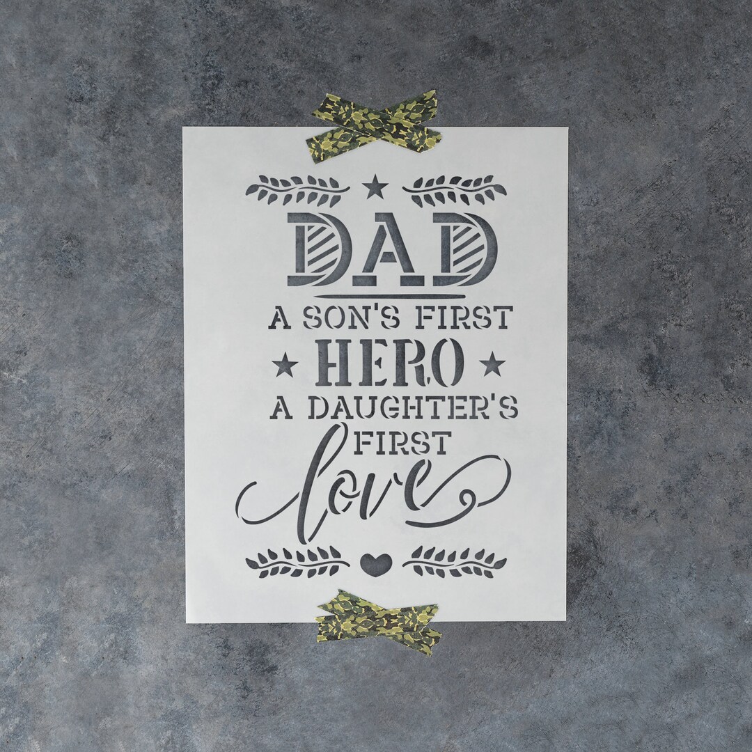 Dad and Son Hero Fathers Day Stencil Set for Crafts, Cards, Gifts ...