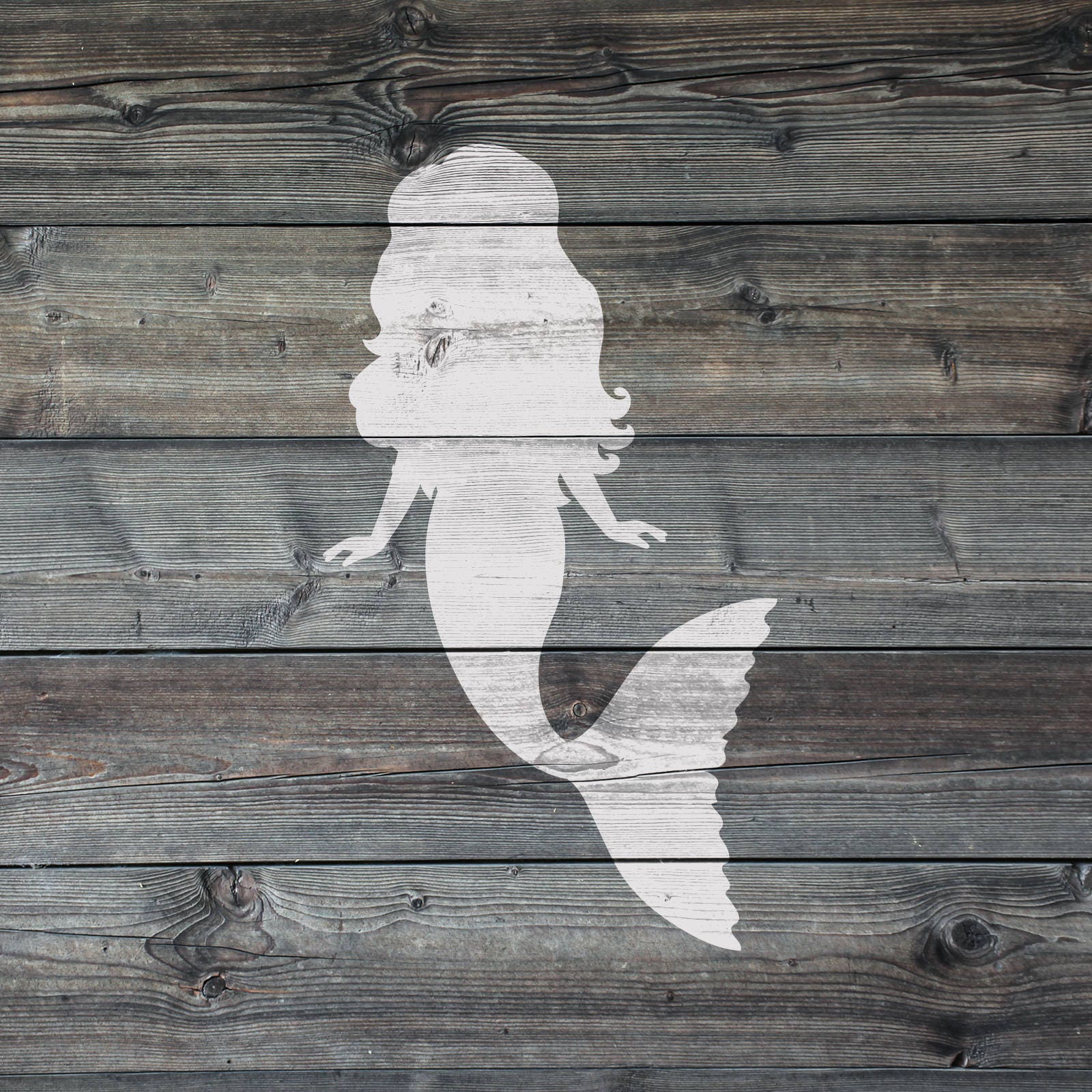 Mermaid Stencil Simple Mermaid Stencil Large Mermaid - Etsy