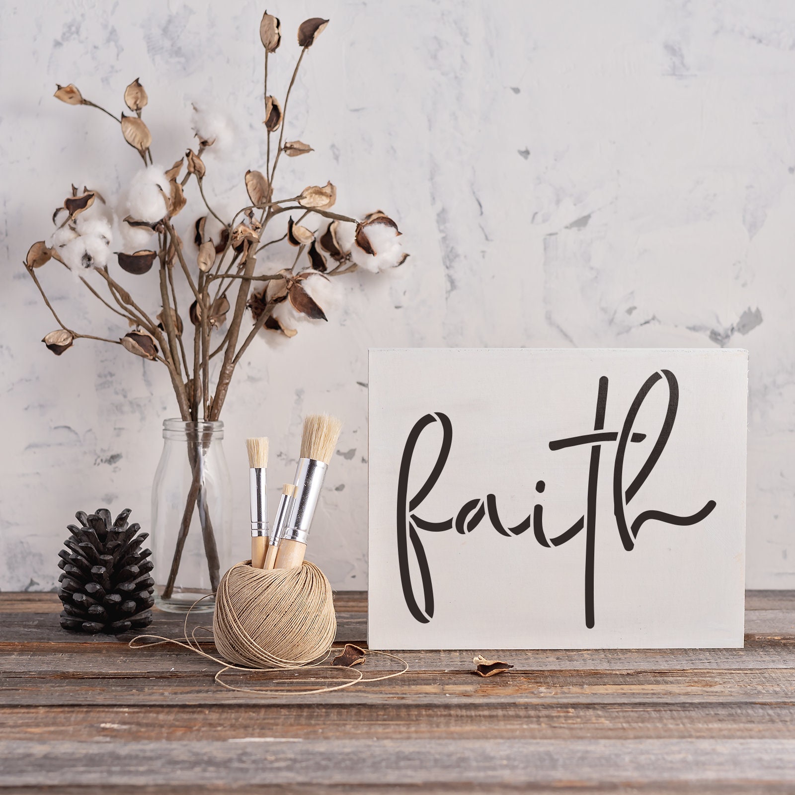 Faith Script Stencil Reusable DIY Craft Stencils of the Word - Etsy