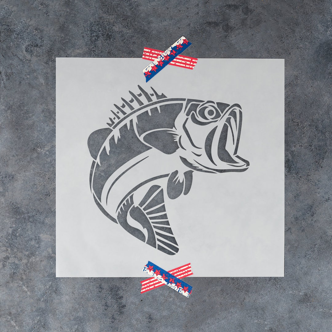 Bass Fish Stencil Template - Bass Stencil, Fish Stencil, Fish Decor ...