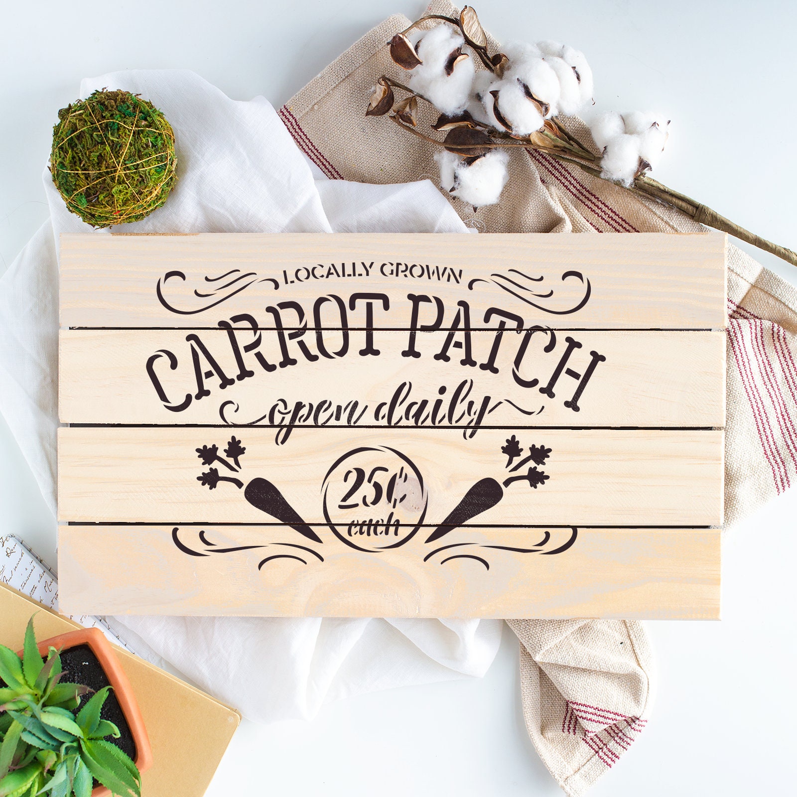 Locally Grown Carrots Farm Sign Stencil - Farm Stencil, Carrots Stencil ...