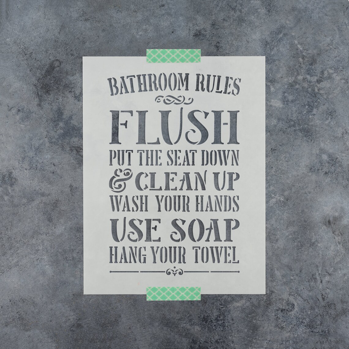 Bathroom Rules Bathroom Sign Stencil Durable & Reusable - Etsy