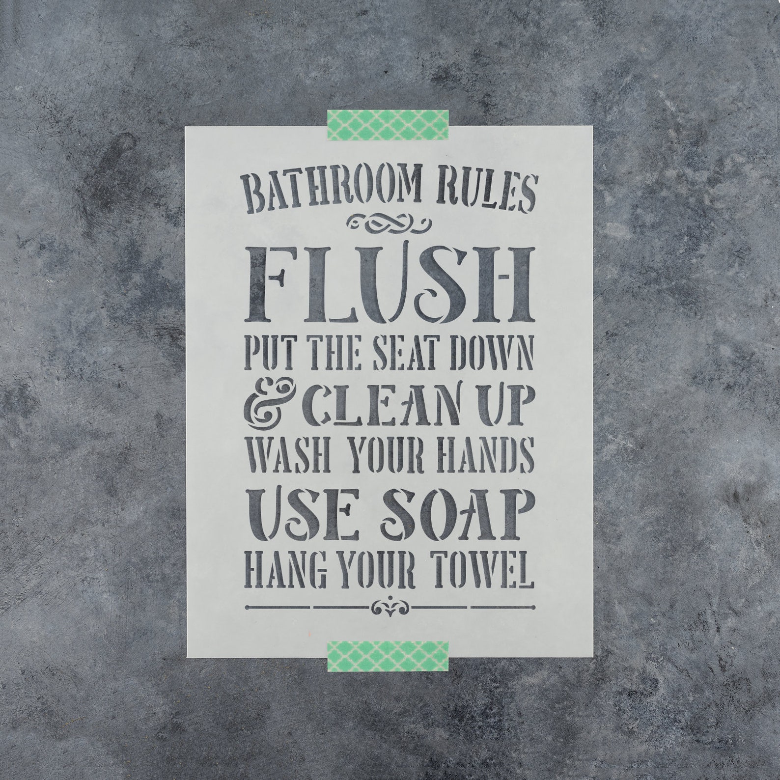 Bathroom Rules Bathroom Sign Stencil Durable & Reusable - Etsy
