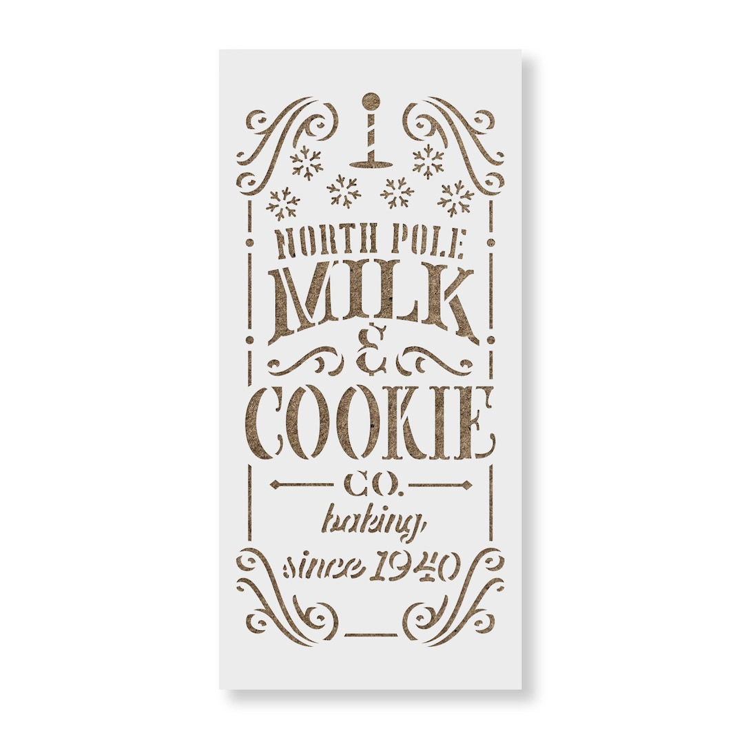 North Pole Milk Cookie Stencil - North Pole Stencils for Painting ...