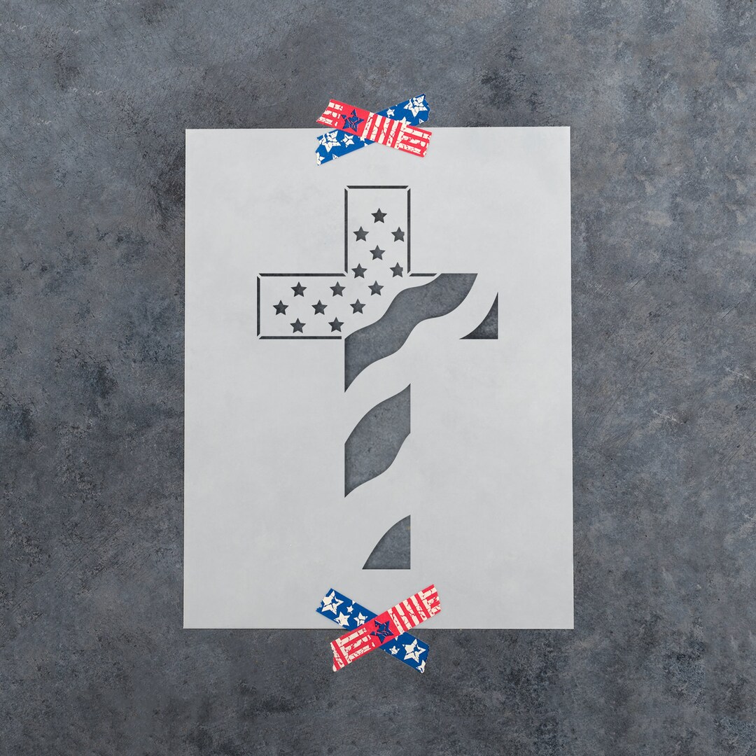 American Flag Cross Stencil - 4th of July Stencils, Patriotic Stencils ...