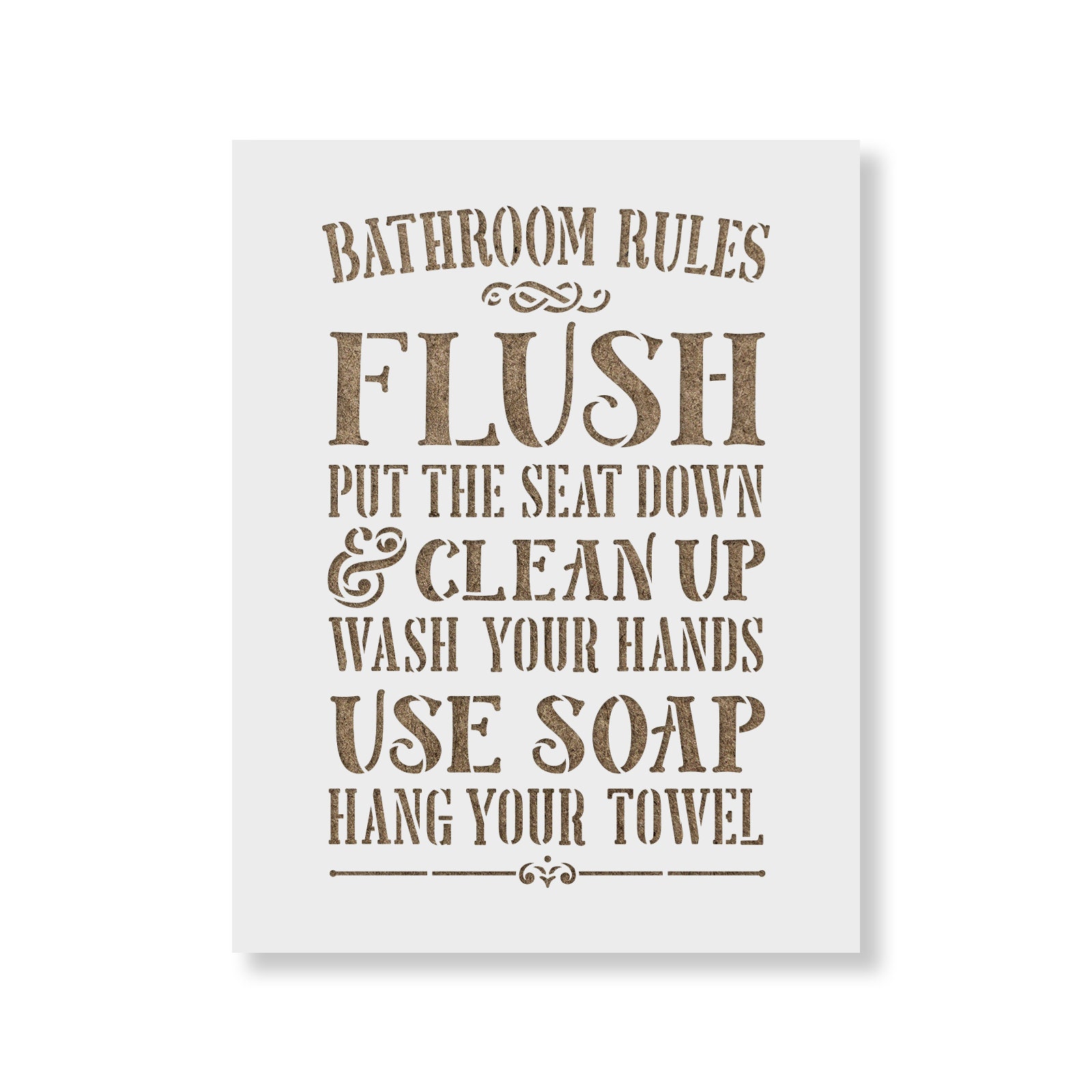 Bathroom Rules Bathroom Sign Stencil Durable & Reusable - Etsy