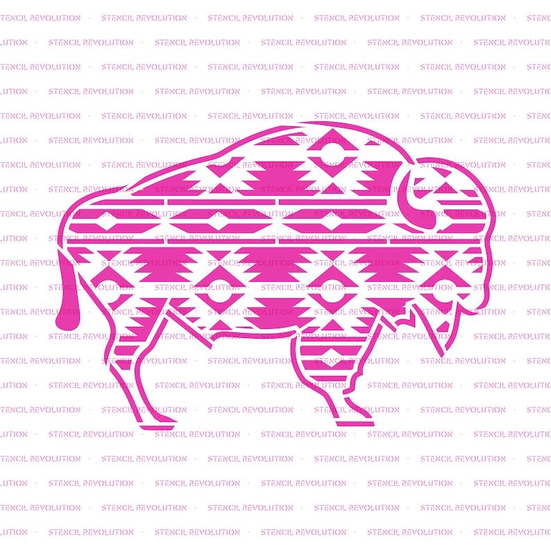 Aztec Buffalo Stencil - Aztec Stencil, Buffalo Stencil, Animal Stencil ...