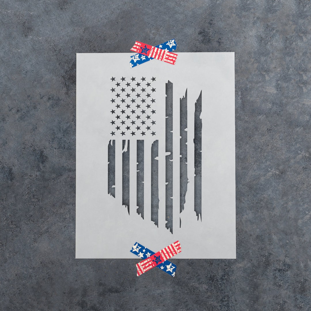 American Flag Distressed Stencil - Flag Stencil, American Flag Art ...