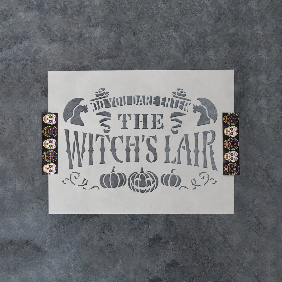 Enter the Witchs Lair Stencil - Witch Wall Stencils, Witch Stencil ...