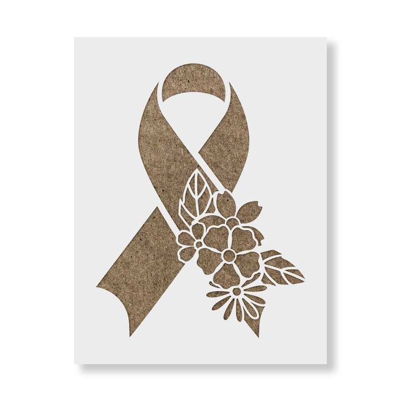 Floral Breast Cancer Ribbon Stencil Reusable Stencils for - Etsy