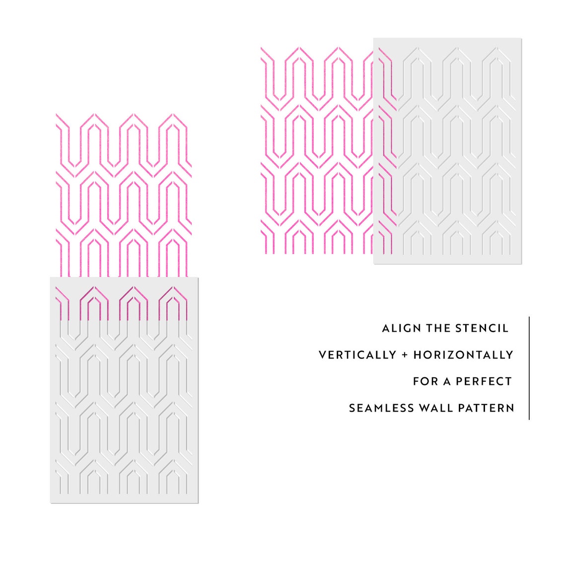 Geometric Hex Lines Pattern Wall Stencil Decorate Your Home | Etsy