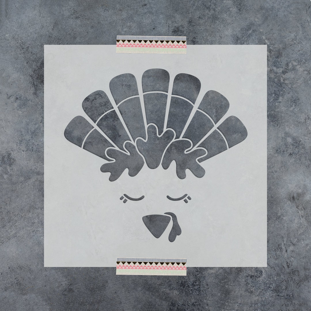 Turkey Face Stencil - Turkey Stencil, Thanksgiving Stencil, Fall ...