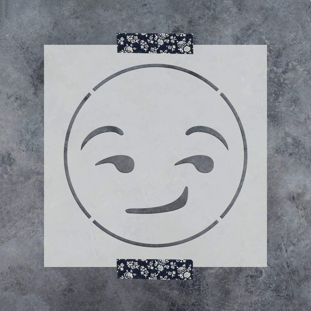 Emoji Smirk Stencil - Reusable DIY Craft Stencils of an Emoji Smirking ...