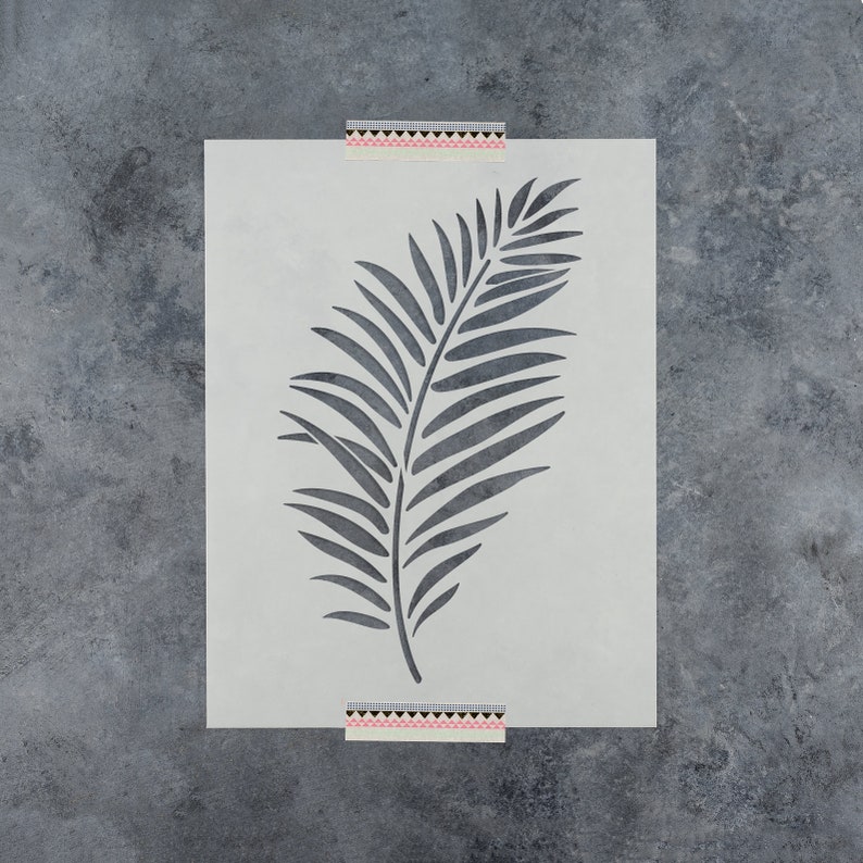 Single Palm Leaf Pattern Wall Stencil Durable And Reusable Etsy