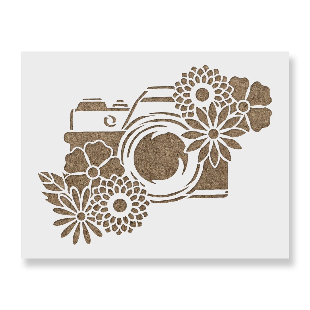 Floral Camera Stencil - Reusable Stencils for Painting - Create DIY ...