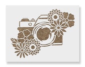 Floral Camera Stencil Reusable Stencils for Painting | Etsy