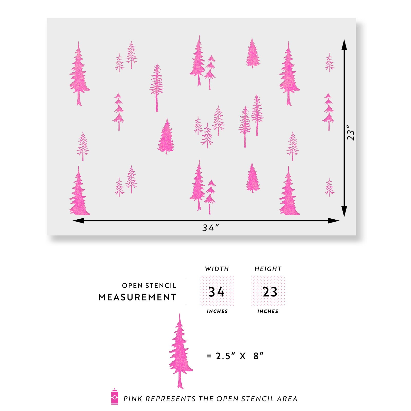 Fir Tree Forest Pattern Wall Stencil Transform Your Decor - Etsy