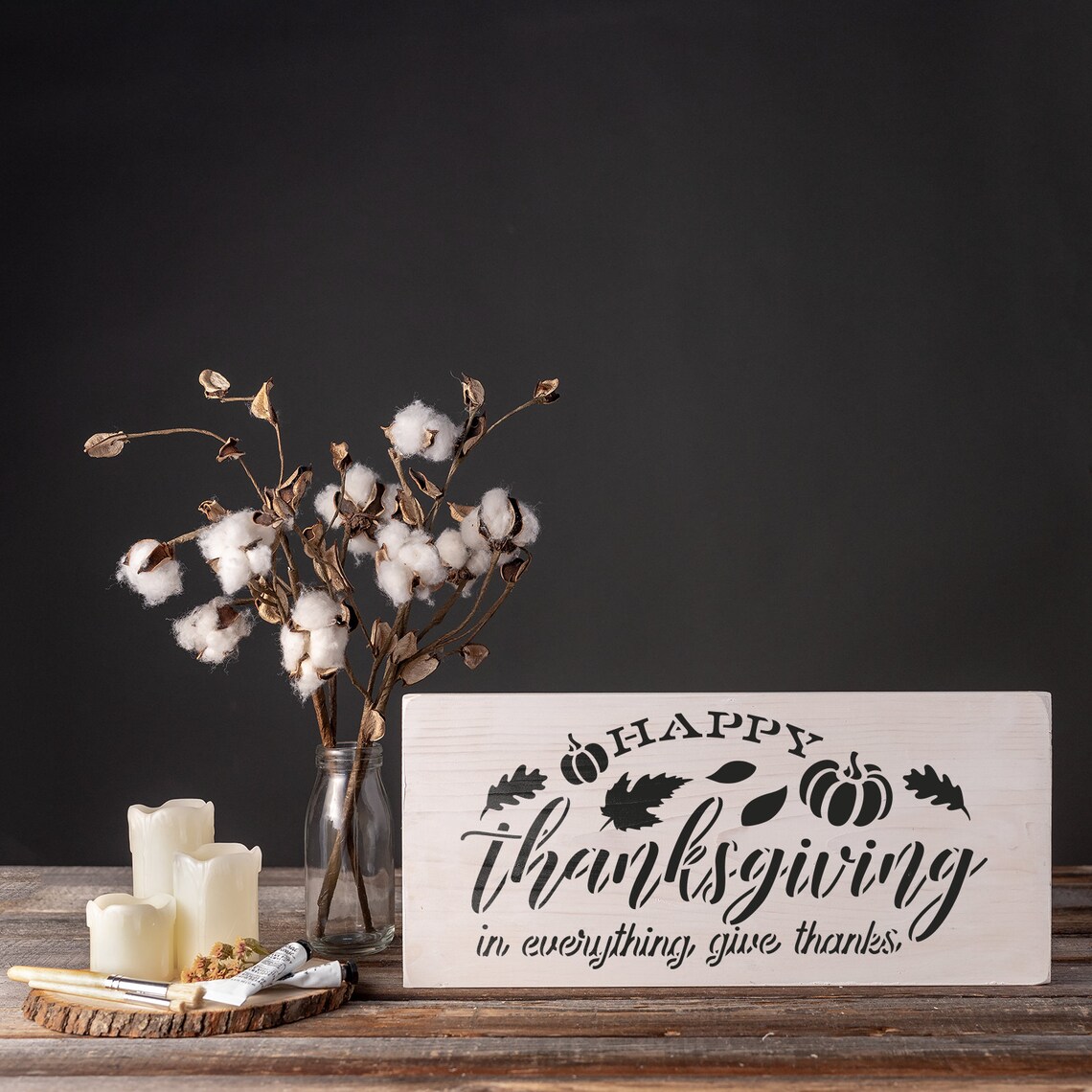 Happy Thanksgiving Give Thanks Stencil Durable & Reusable | Etsy