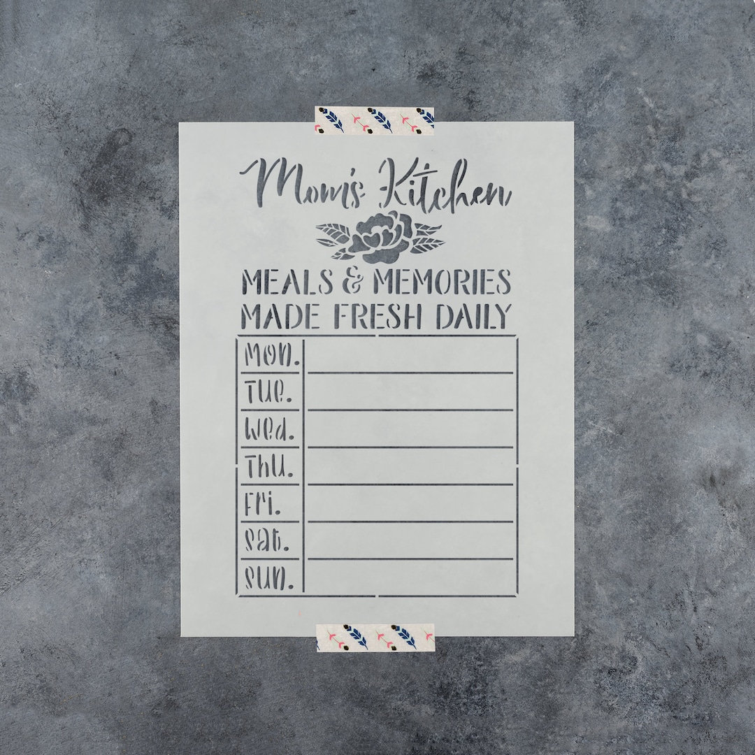 Moms Kitchen Meals Calendar Stencil - Cooking Stencil, Recipes Stencil ...