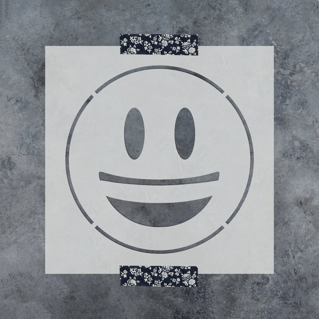 Emoji Grinning Stencil - Squinting Stencil, Grinning Stencil, Emoji ...