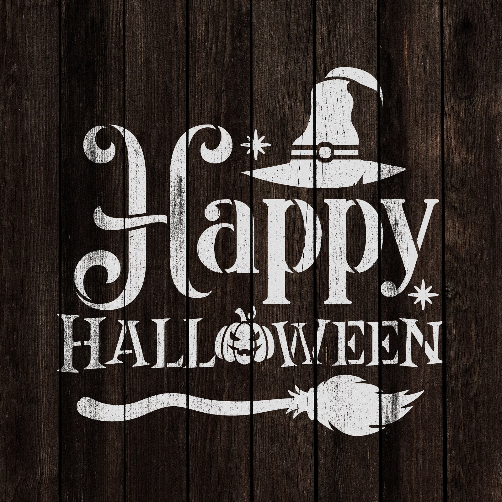 Happy Halloween Witch Hat Stencil - Reusable Stencils for Painting ...
