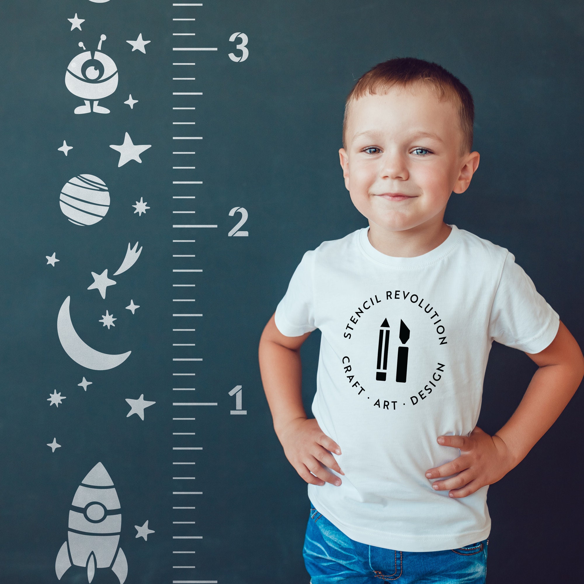 Space Growth Chart Stencil for Nursery Wall, Baby Room, Kids Art ...