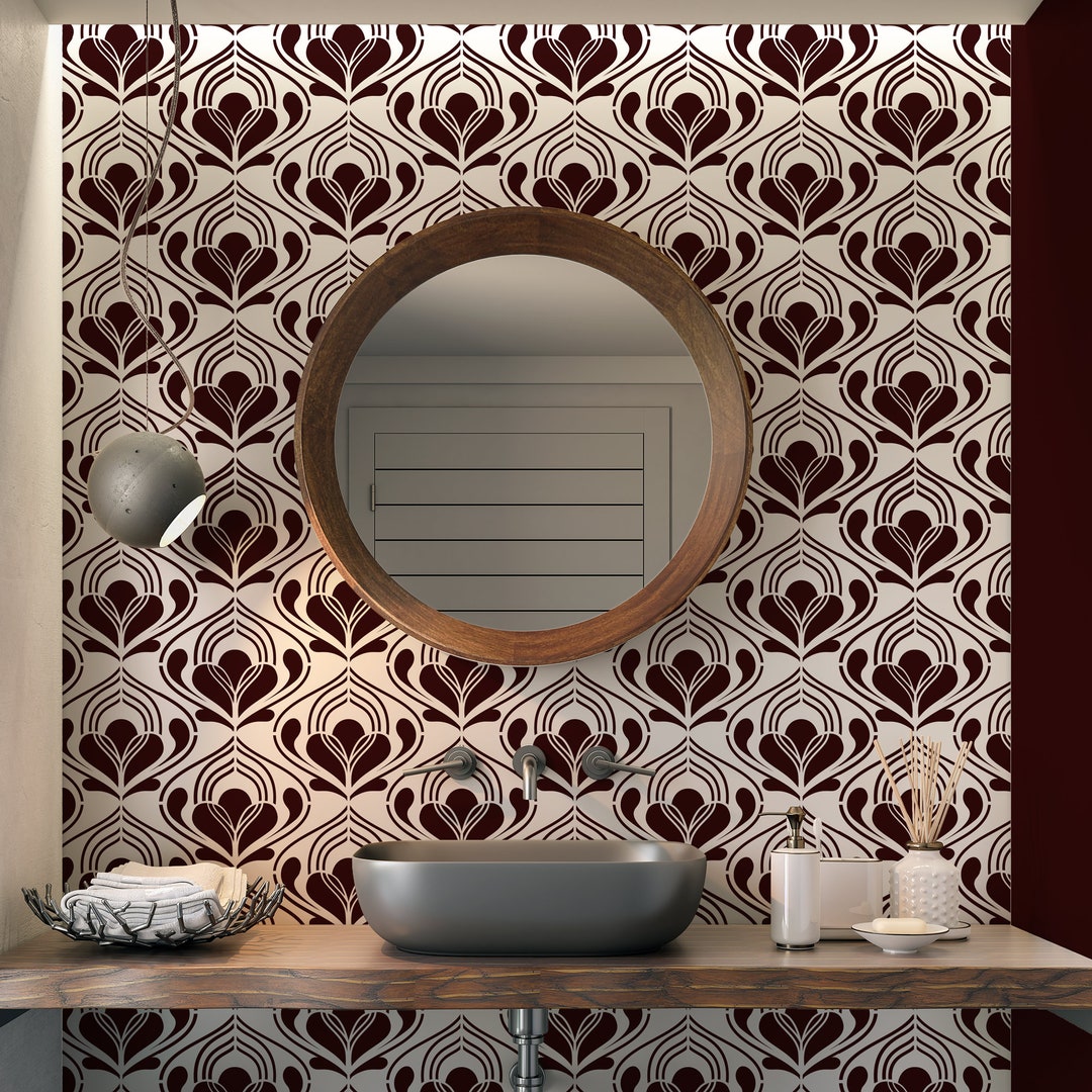 Bohemian Heart Pattern Wall Stencil for Bedroom Kitchen Decor Large ...
