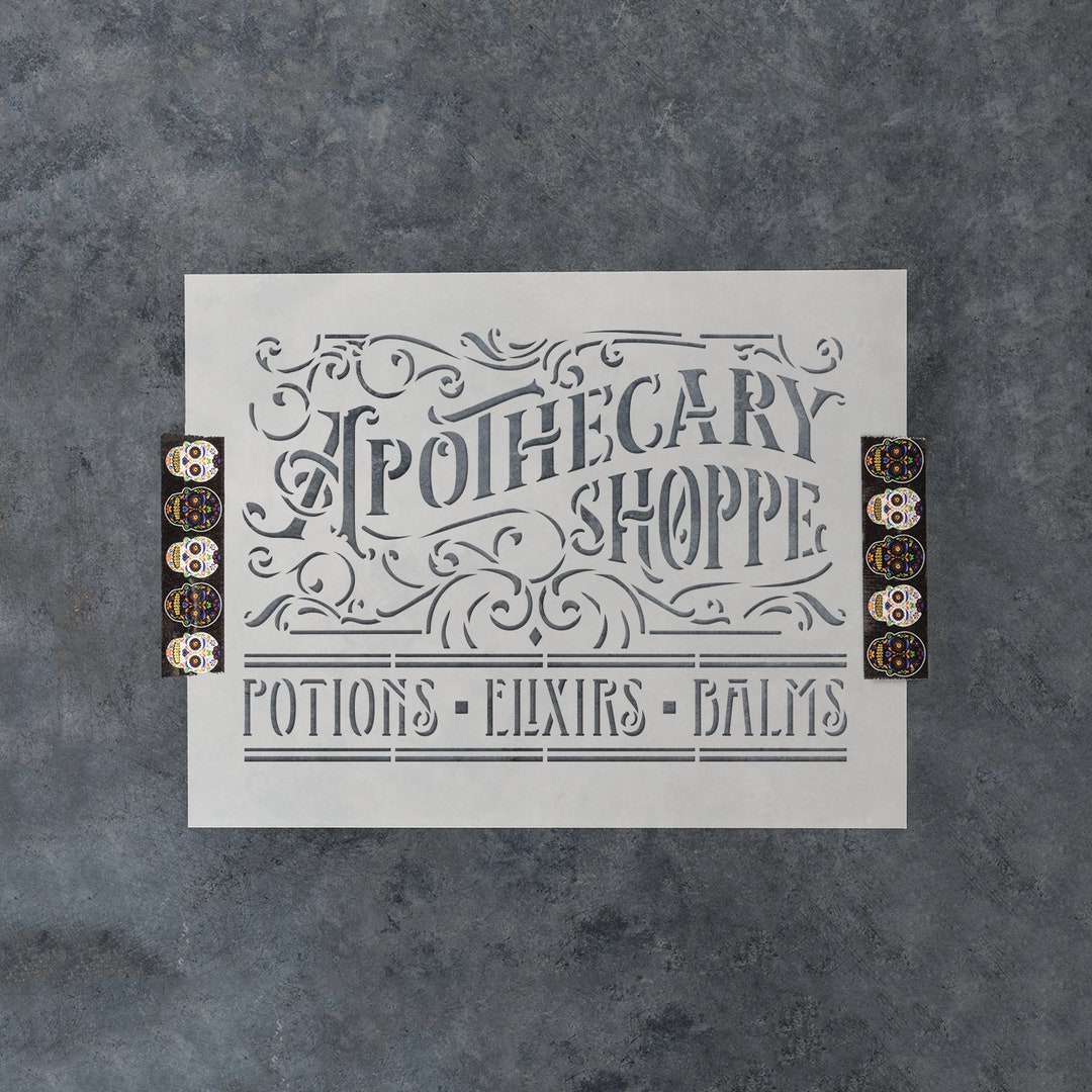 Apothecary Shoppe Stencil for Pharmacy Decor, DIY Craft Supply ...