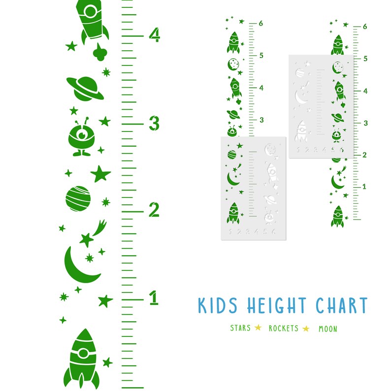 Space Growth Chart Stencil for Nursery Wall, Baby Room, Kids Art ...