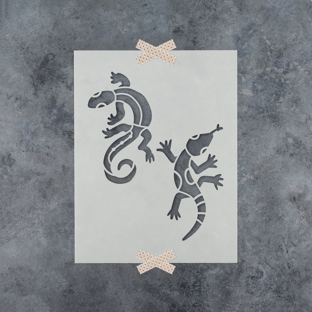 Aztec Lizards Stencil - Reusable Aztec Stencil, Lizard Stencil, Aztec ...