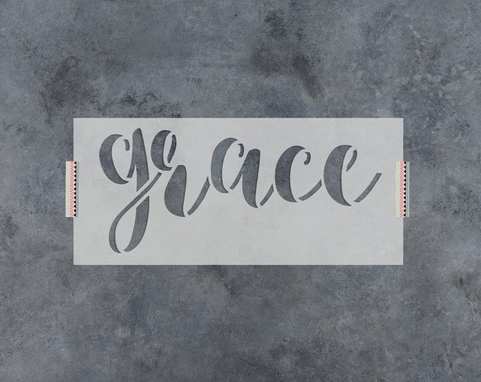 Grace Upon Grace Stencil With Flowers by Studior12 DIY Inspirational ...