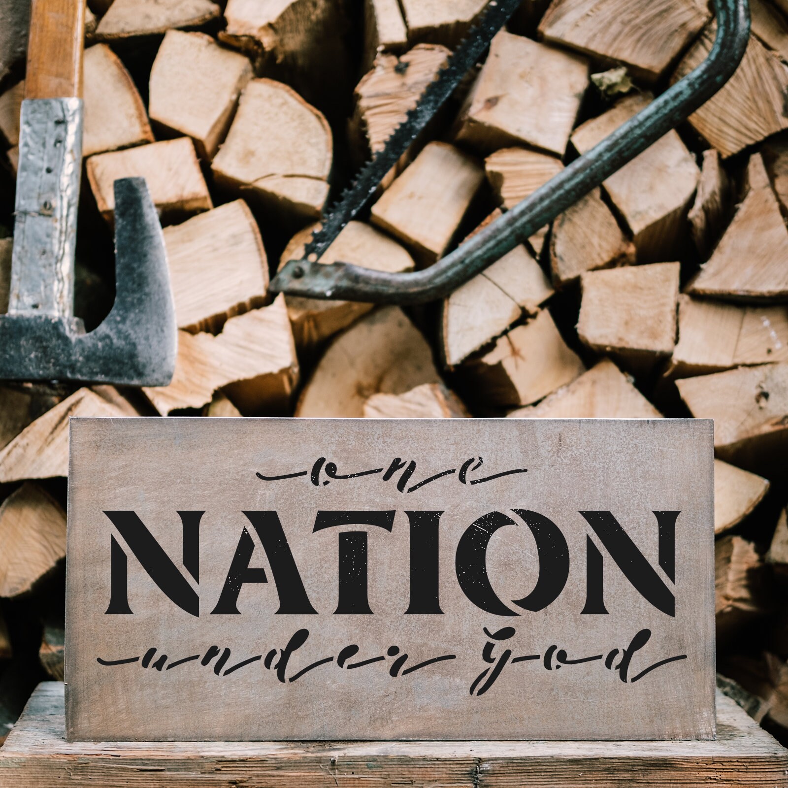 One Nation Under God Stencil Reusable Stencils of One Nation - Etsy