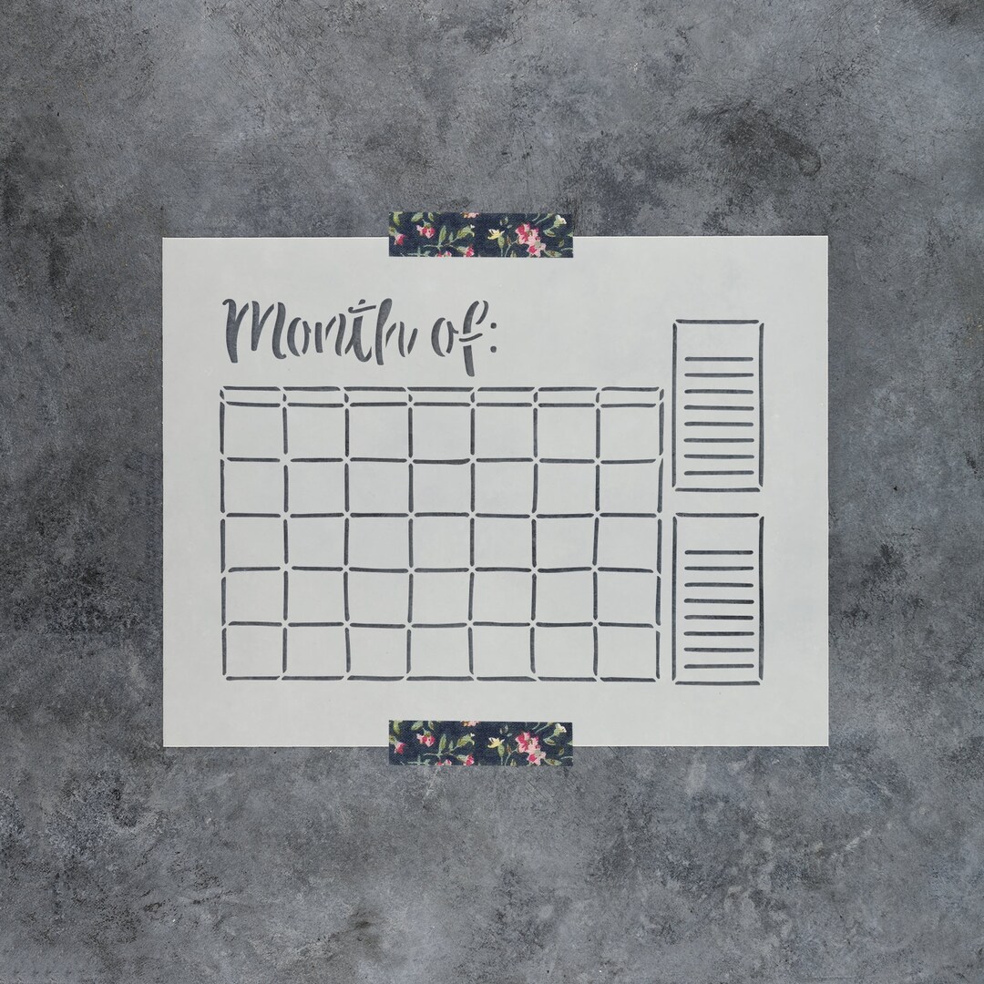 Calendar Stencil - Reusable Calendar Stencils, Large Calendar Stencil ...