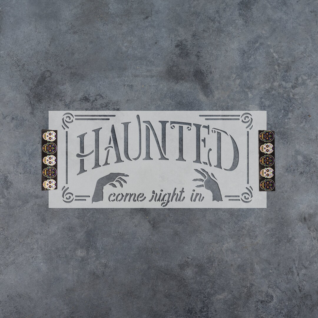 Haunted Stencil - Haunted Sign Stencils for Painting, Haunted Wall ...