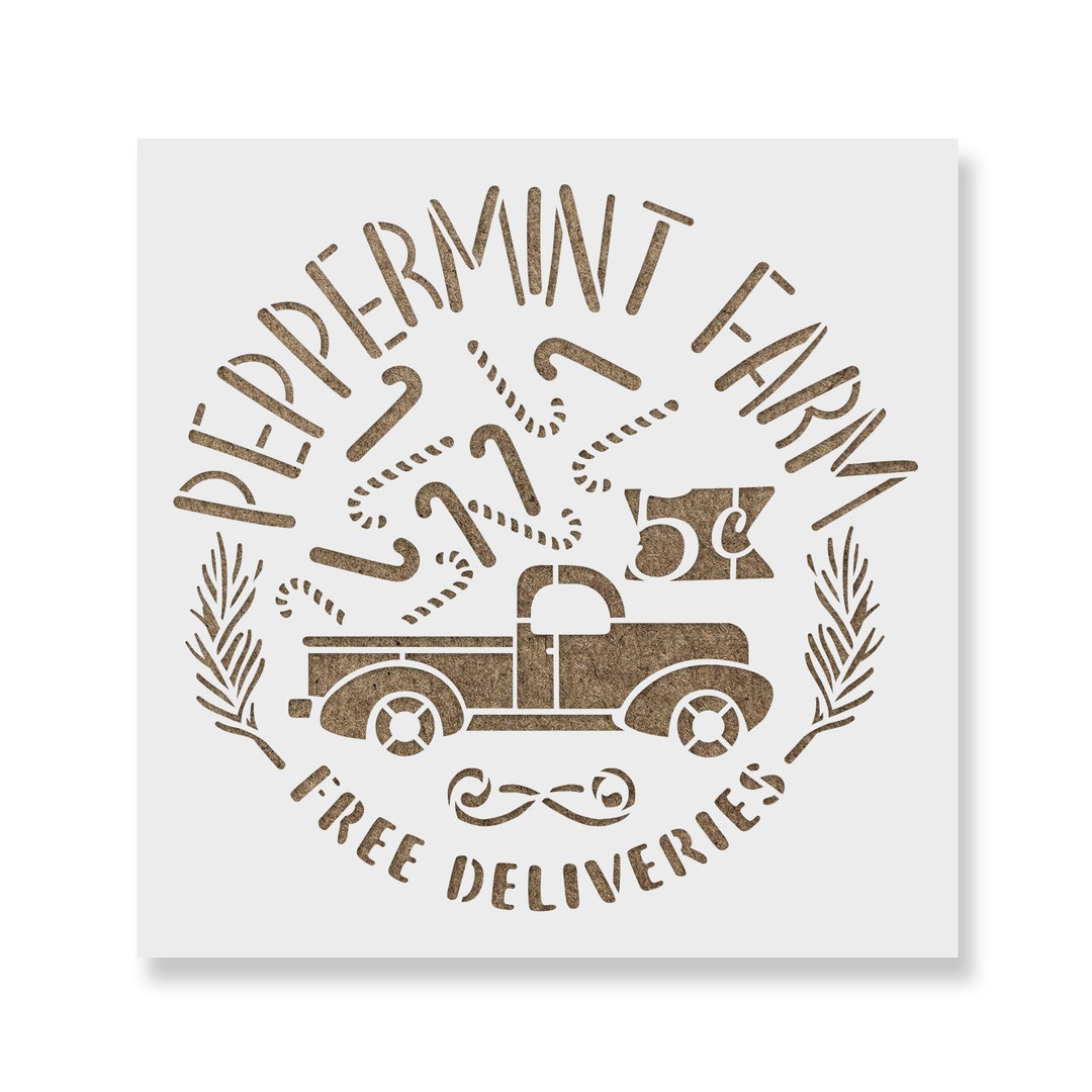 Peppermint Farm Stencil Reusable Stencils for Christmas Canvas Holiday ...
