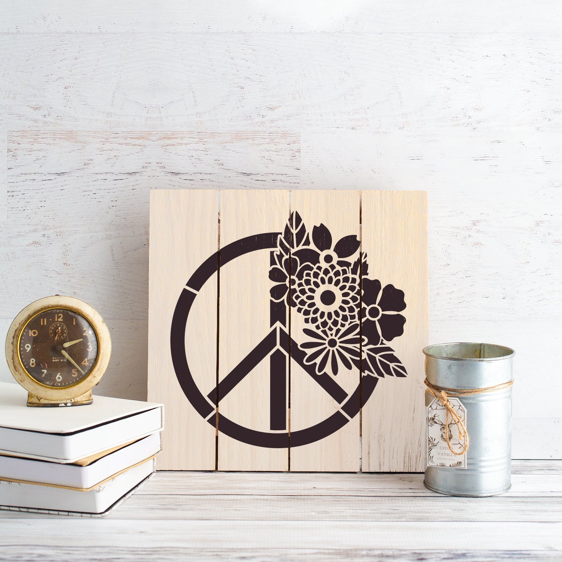 Floral Peace Sign Stencil Reusable Stencils for Painting - Etsy