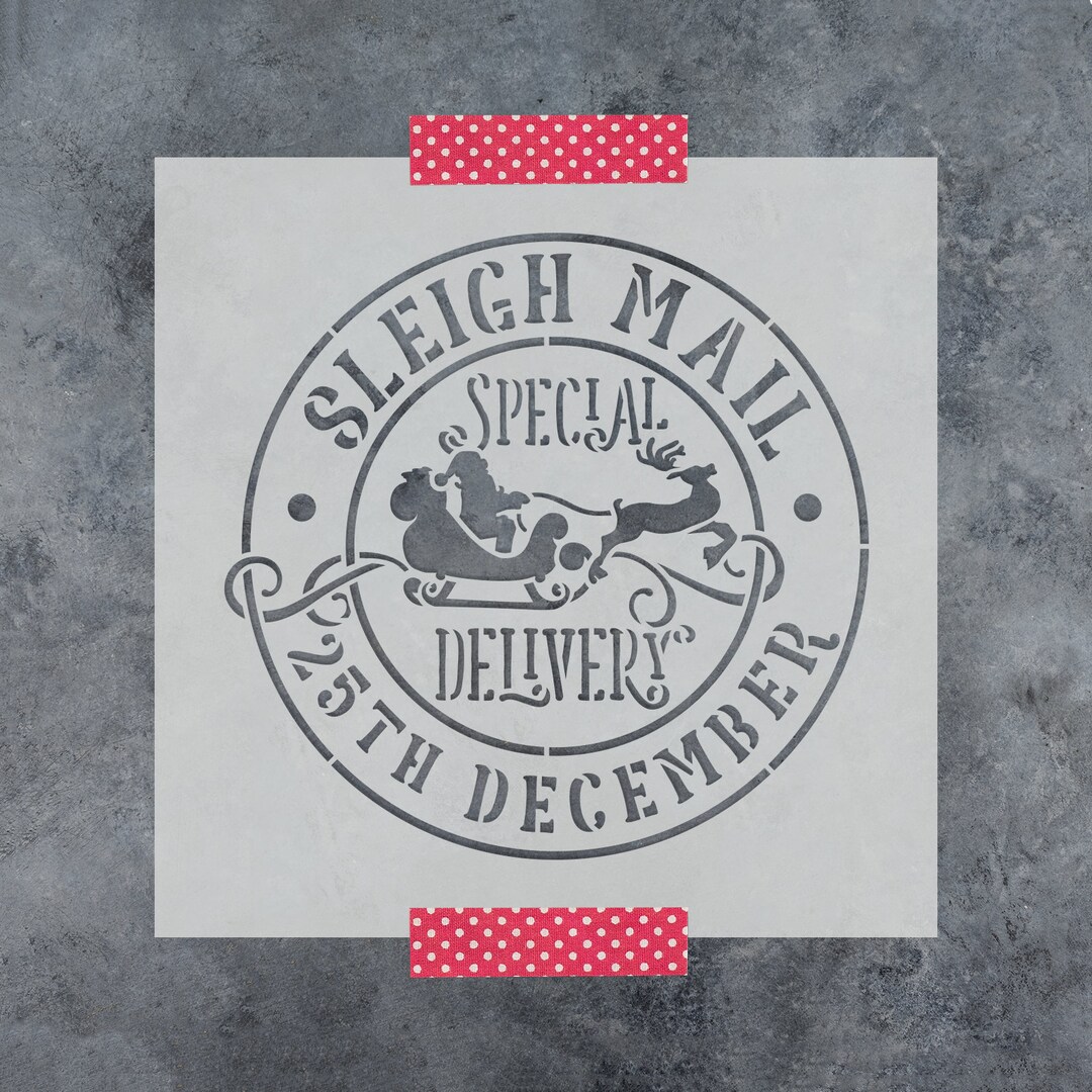 Sleigh Mail Stencil - Stencils for Christmas, Funny Christmas Stencils ...