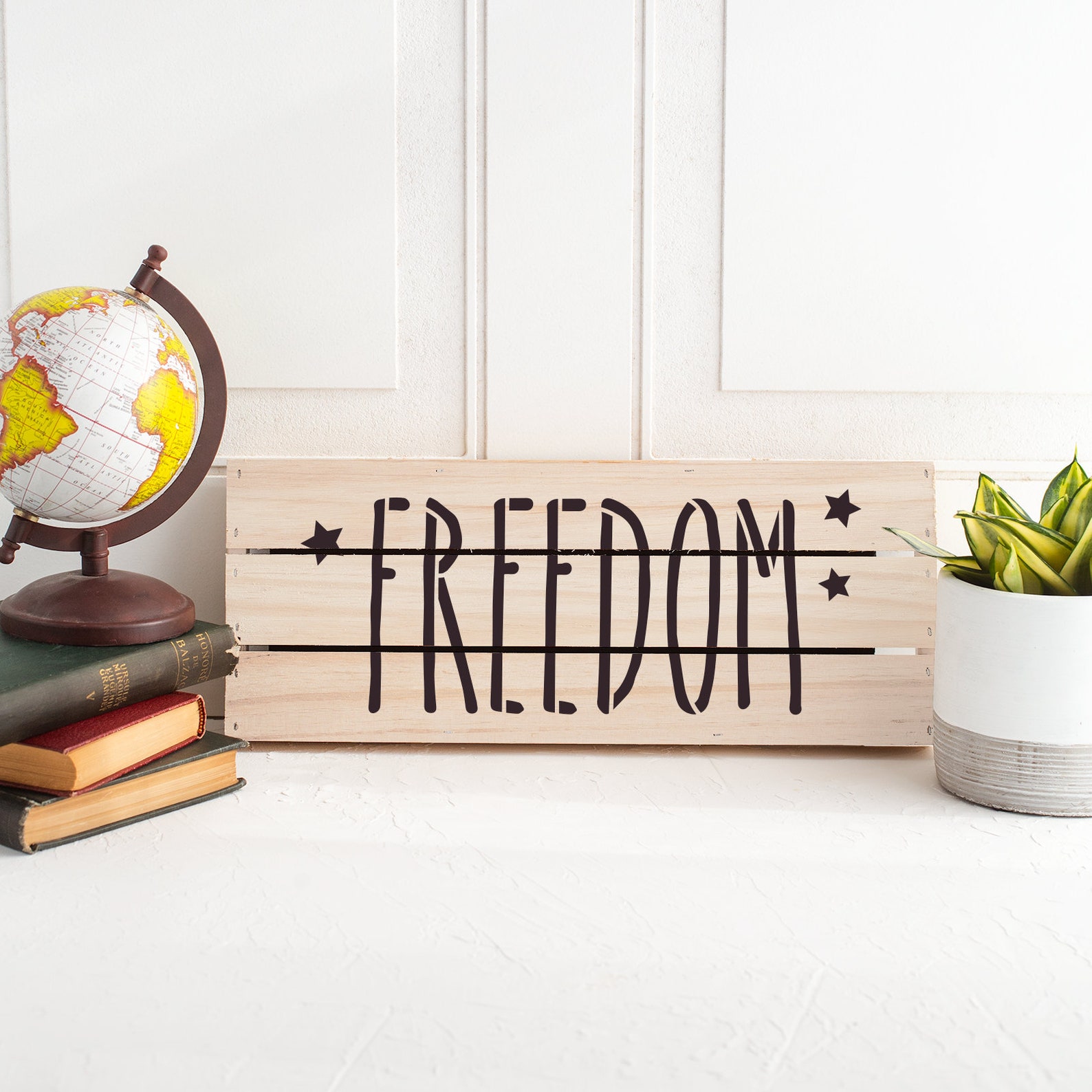 Starry Freedom Independence Stencil - Patriotic Stencil, America Art ...