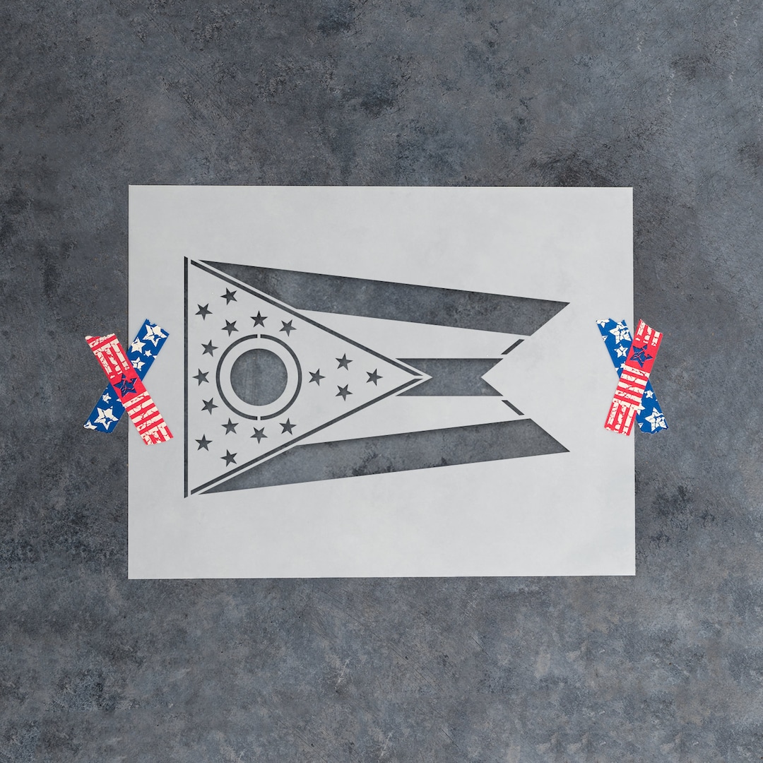 Ohio State Flag Stencil - Ohio Stencil, Ohio State Flag, Ohio State ...